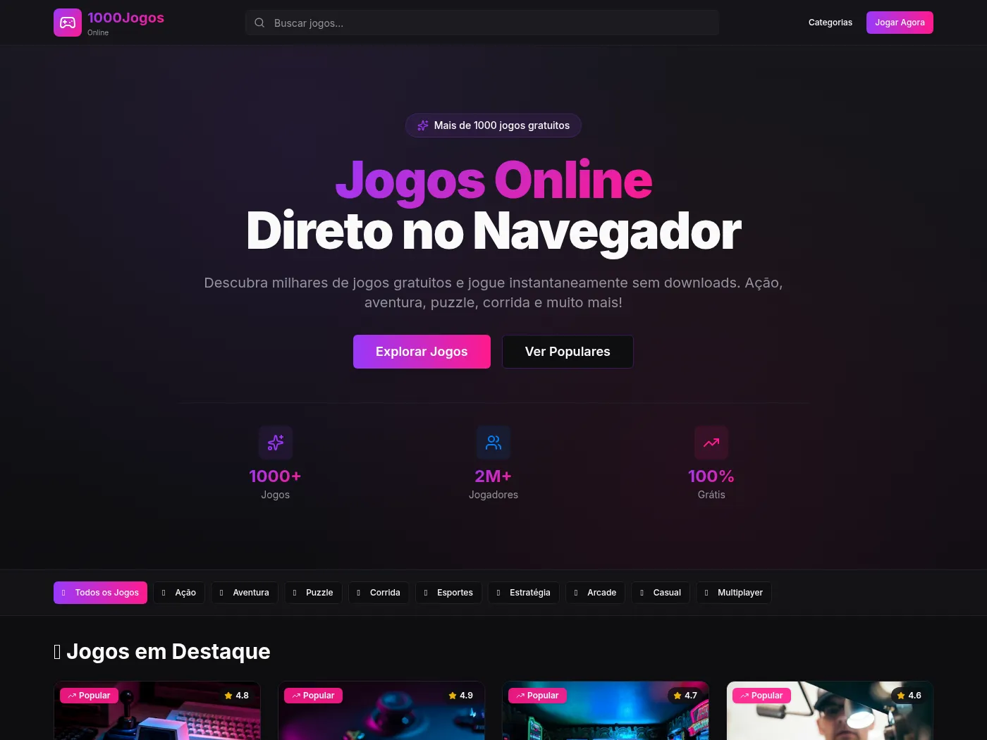 1000Jogos Online – Plataforma de Jogos Interativos
