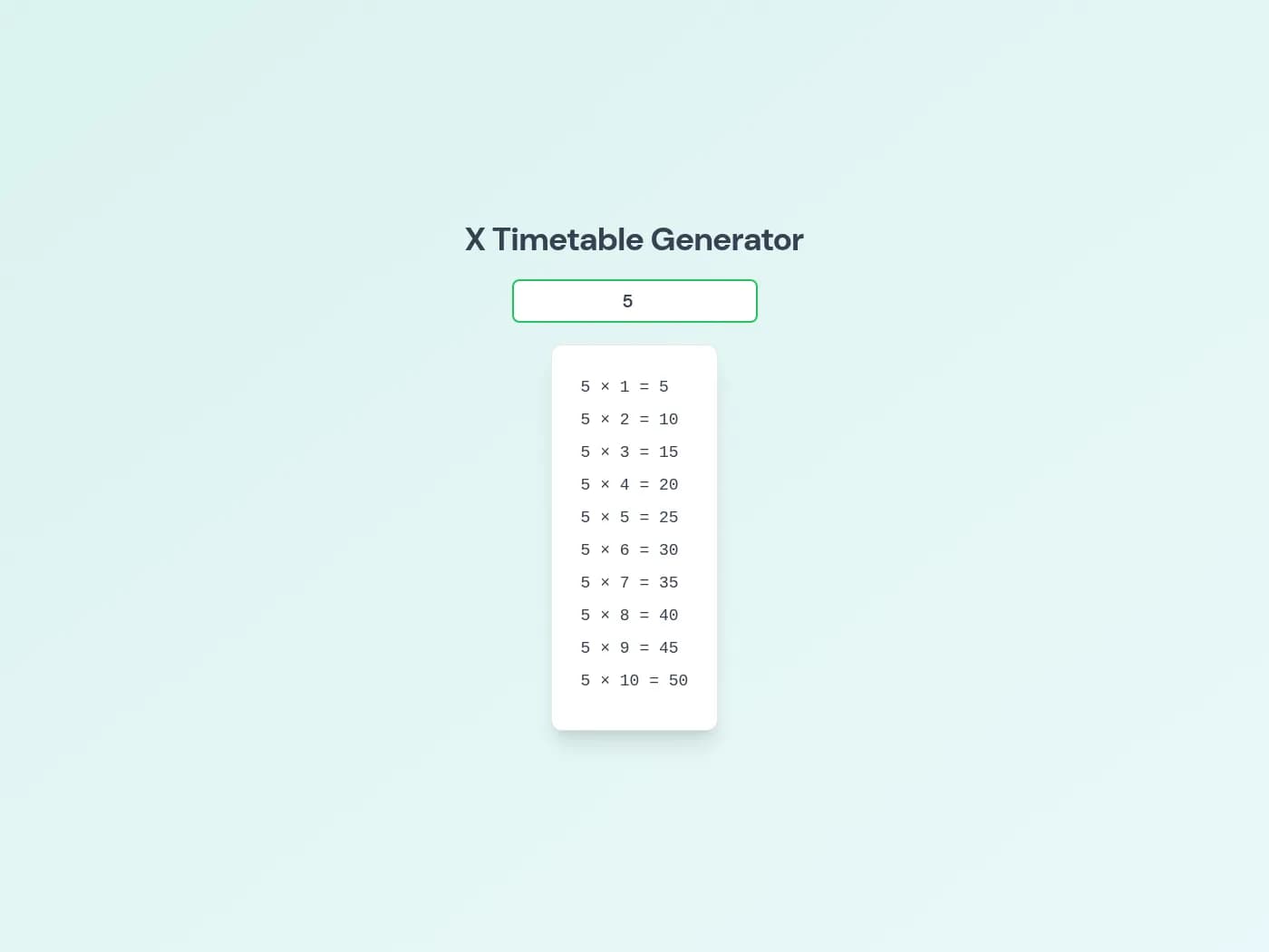 10-Line X Timetable Generator
