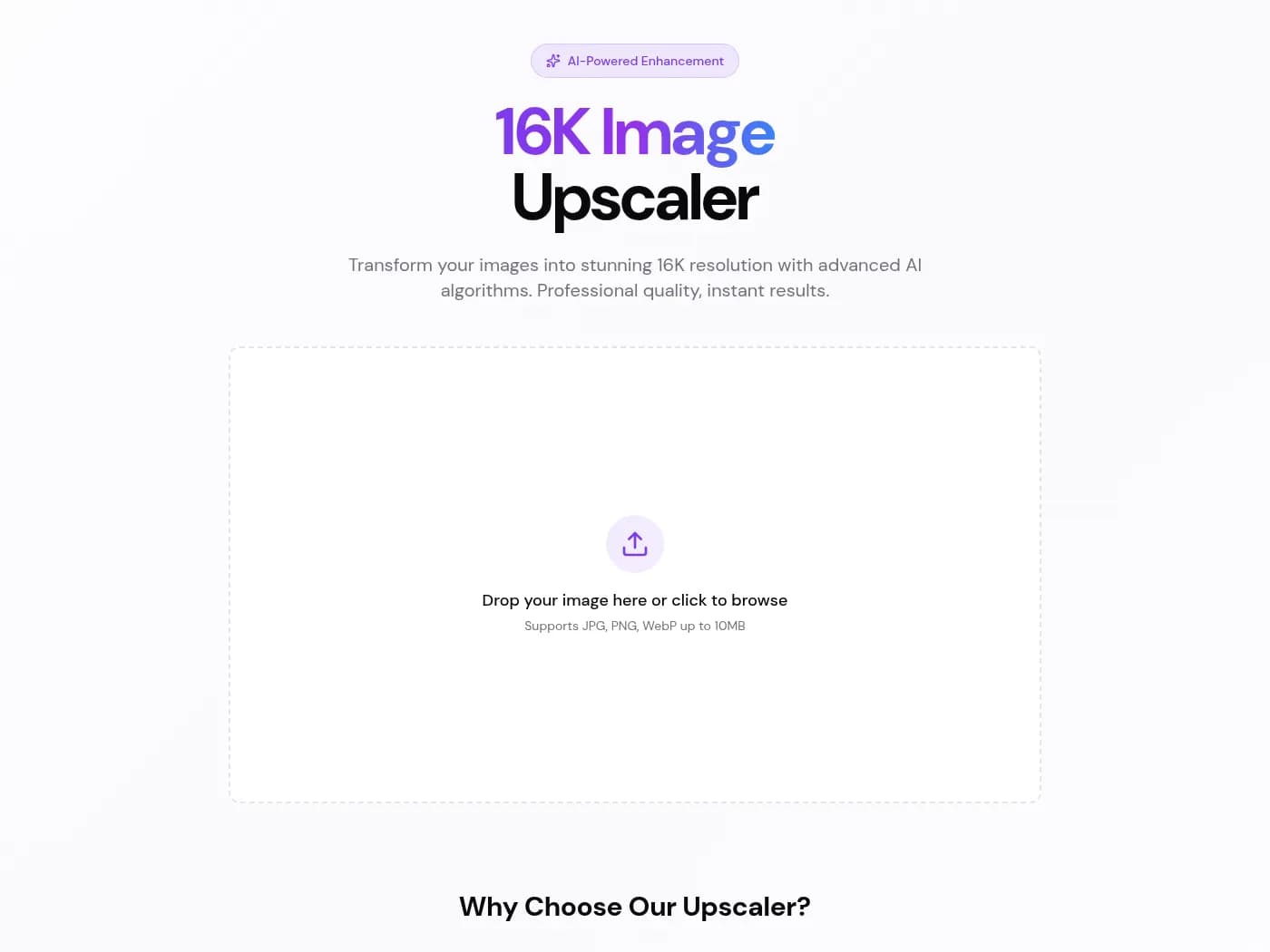 16K Image Upscaler Web Platform