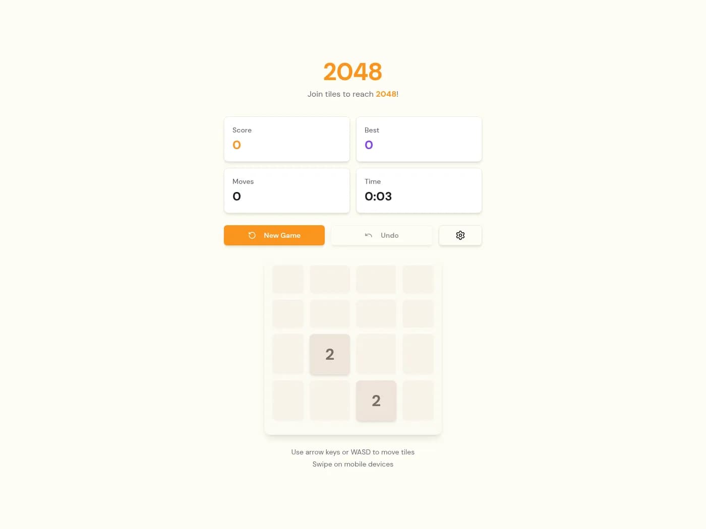 2048 Puzzle Game with Undo, Custom Boards, and Themes