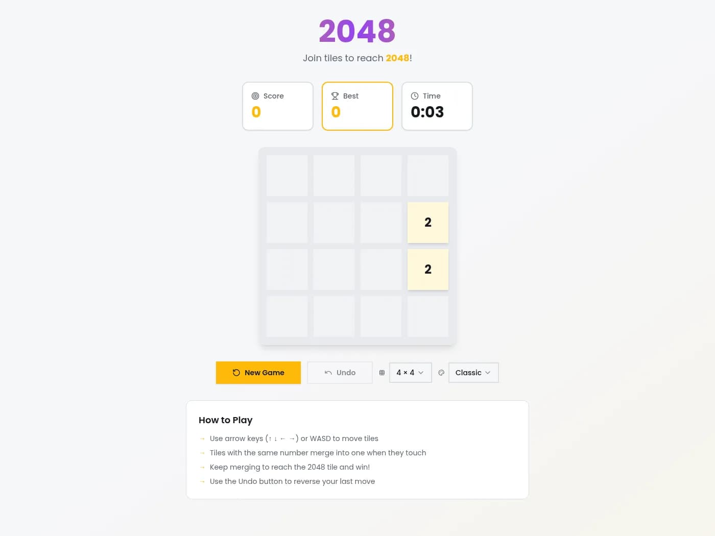 2048 Puzzle Game Deluxe