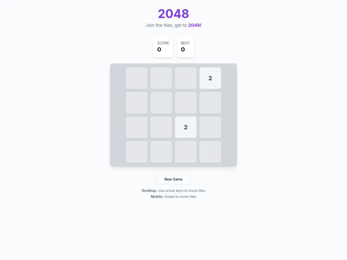 2048 Swipe Game