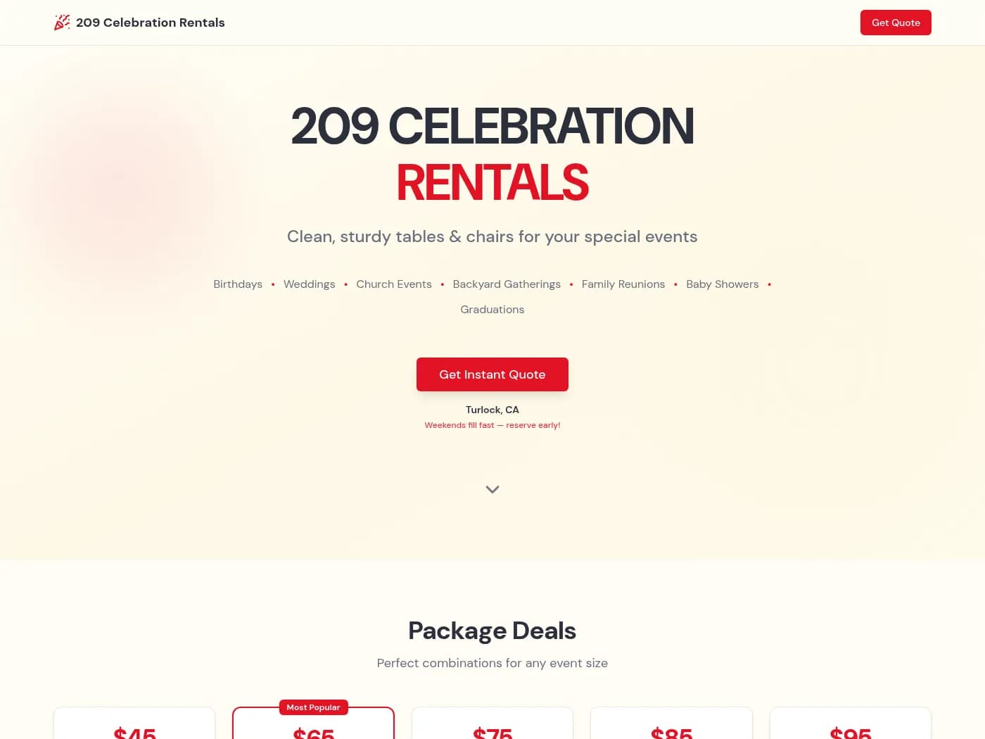 209 Celebration Rentals Booking Platform