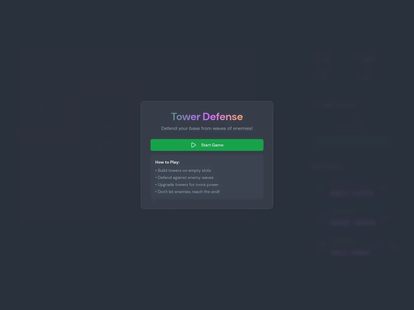 2D Tower Defense Game