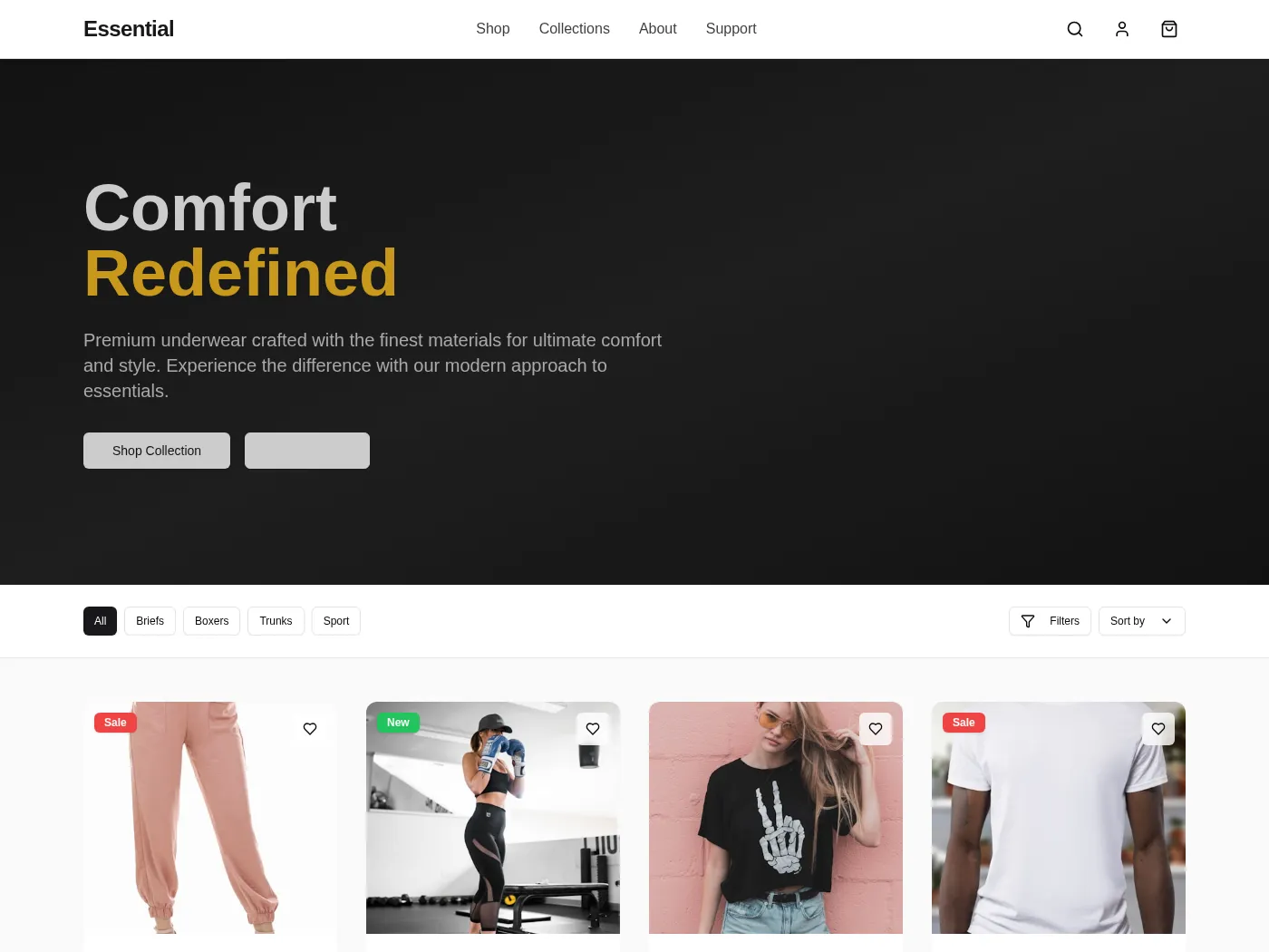Modern Underwear E-commerce Website