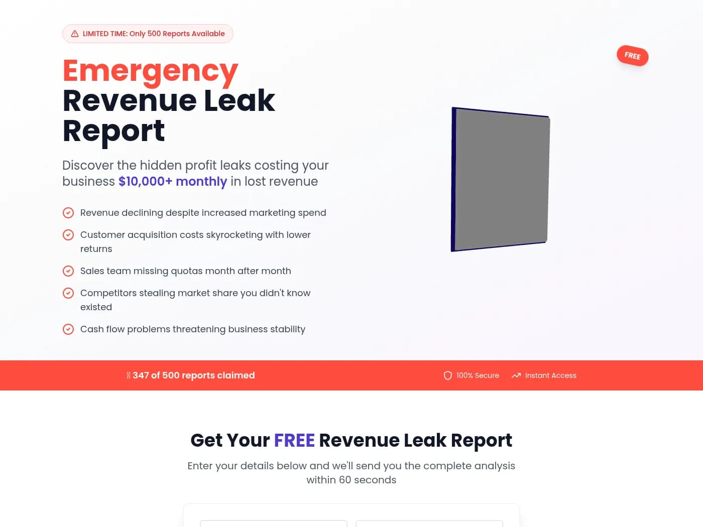 VitalStep Emergency Revenue Leak Report Funnel