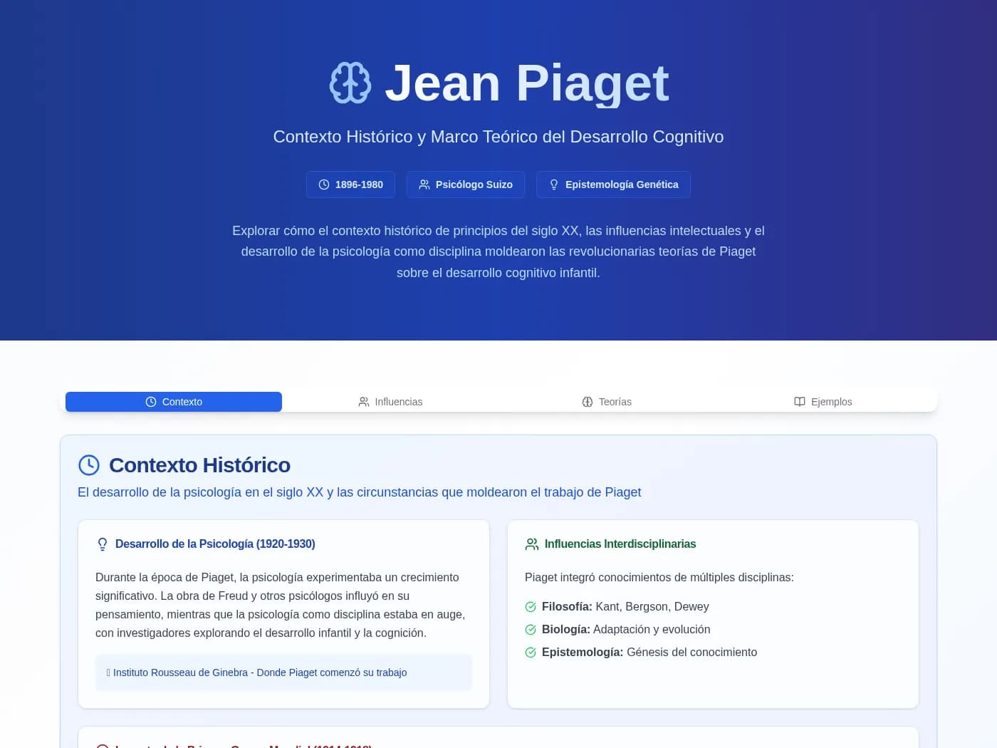 Jean Piaget Historical and Theoretical Context