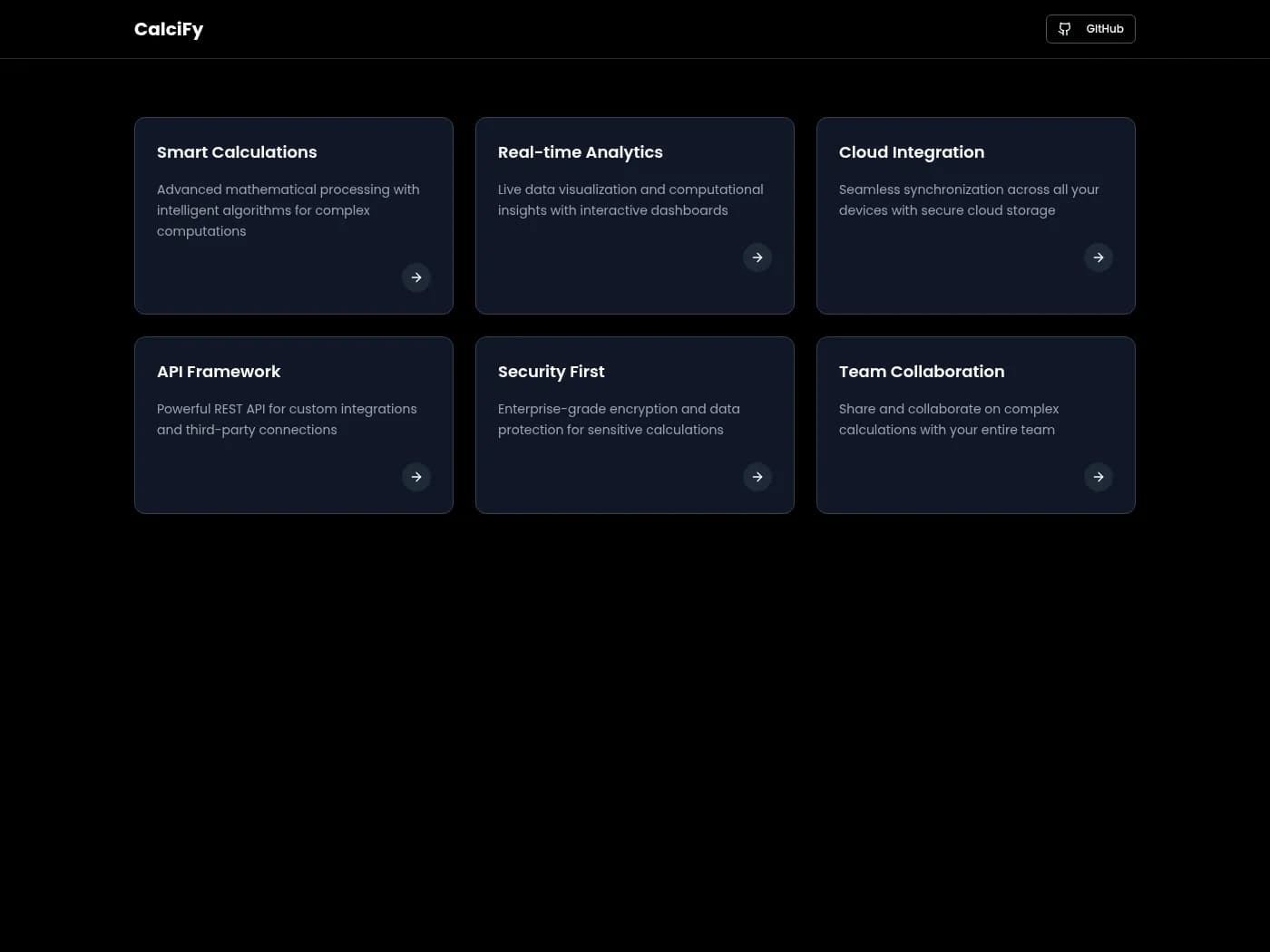 CalciFy Dark Landing Page