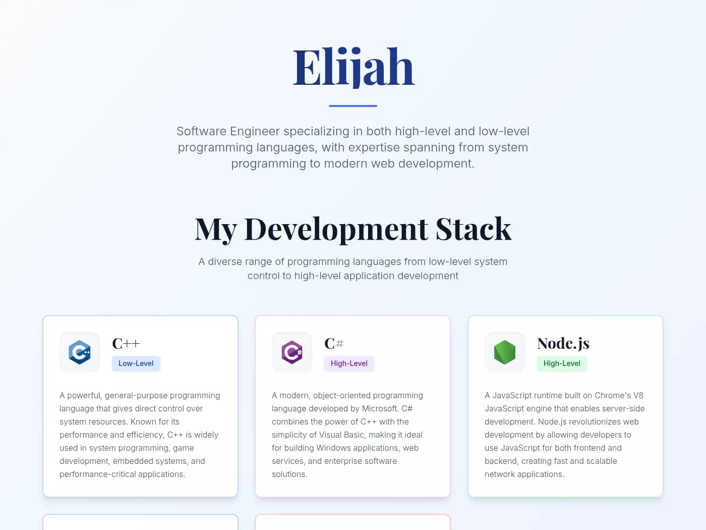 Elijah's Software Engineer Portfolio
