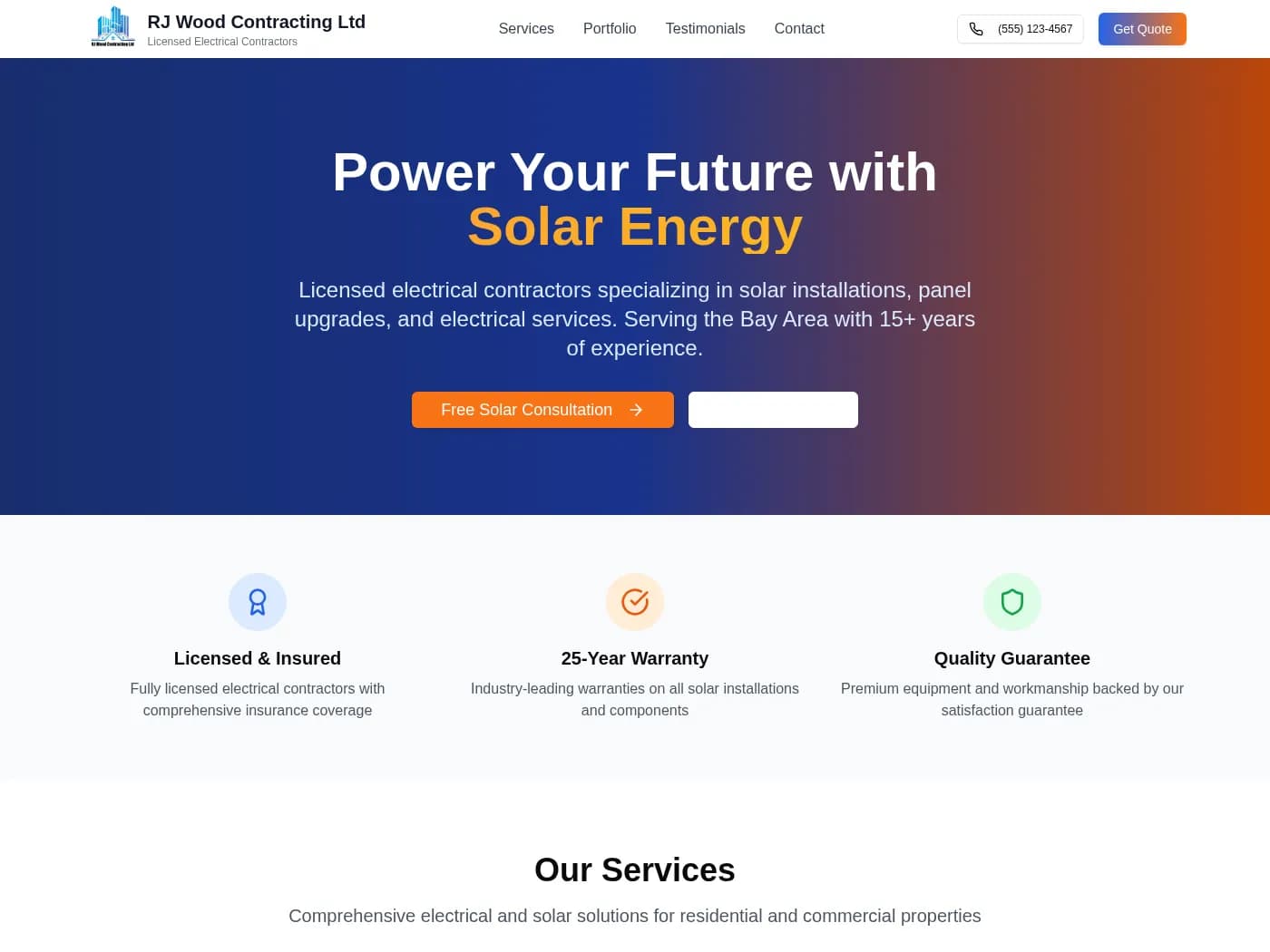 Electrical Contractors & Solar Installations Website