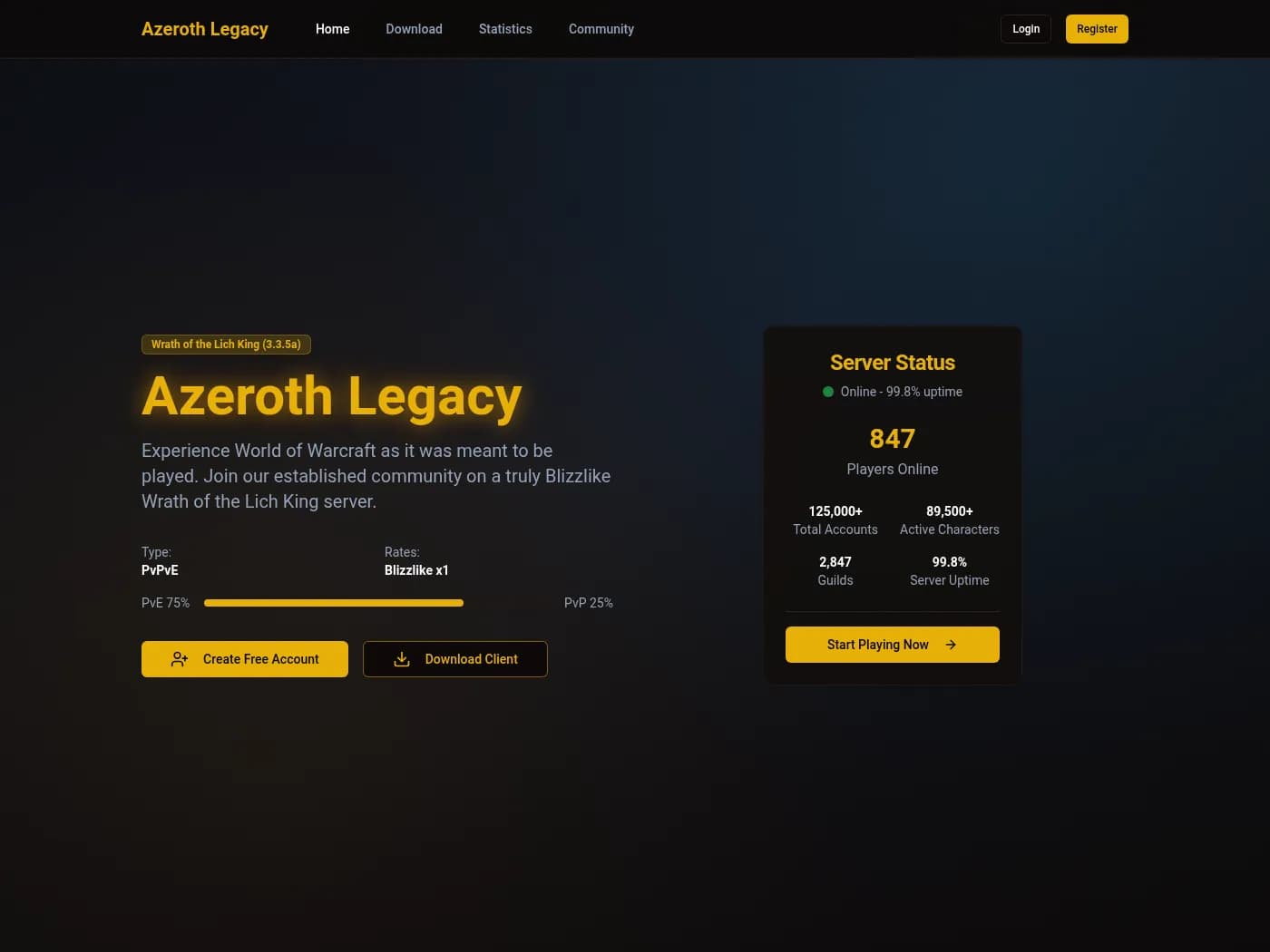 World of Warcraft Responsive Website