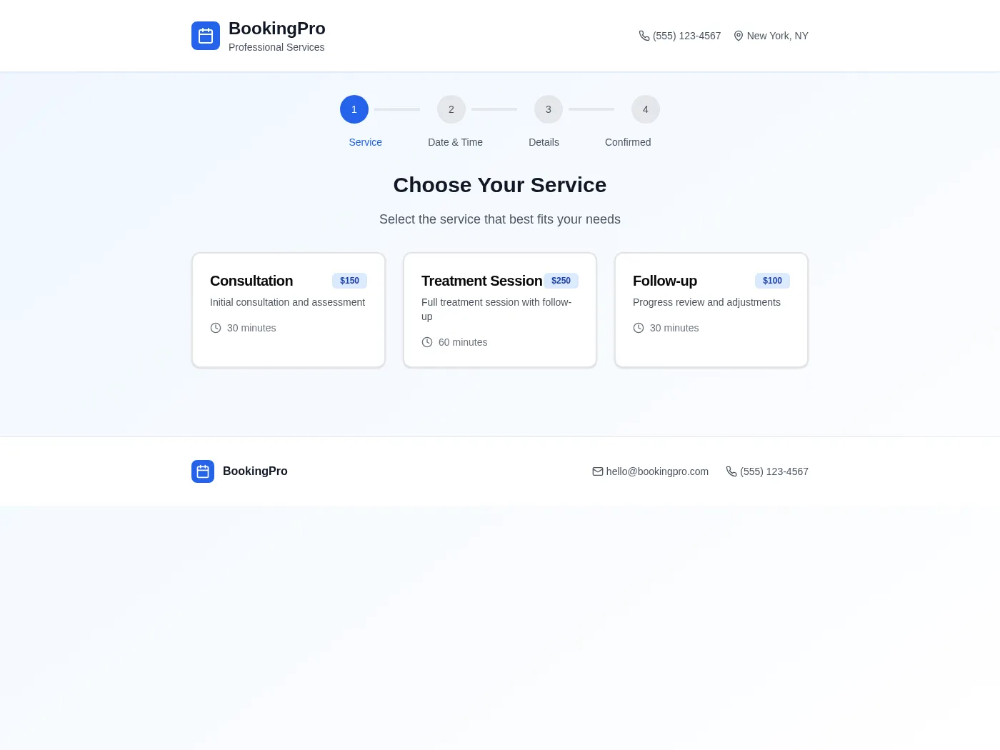 Booking Website with Availability Picker