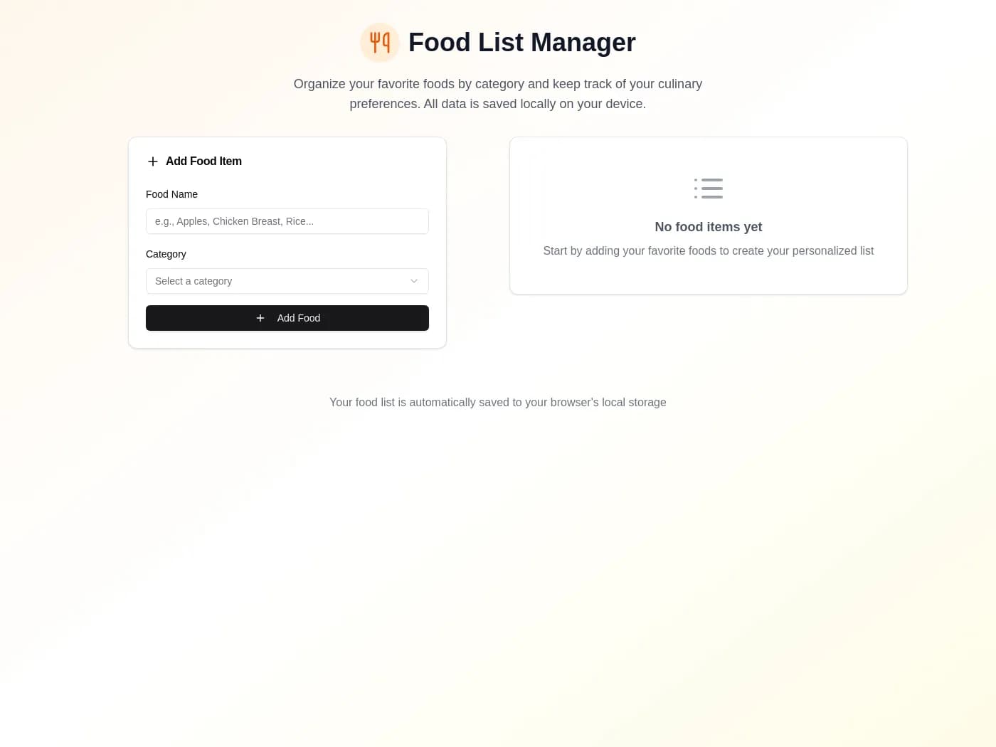 Food List Manager