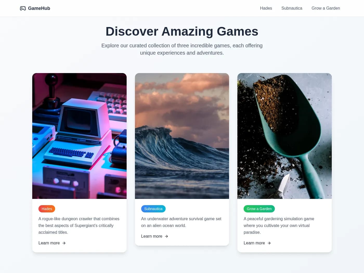 Simple Game Info Website