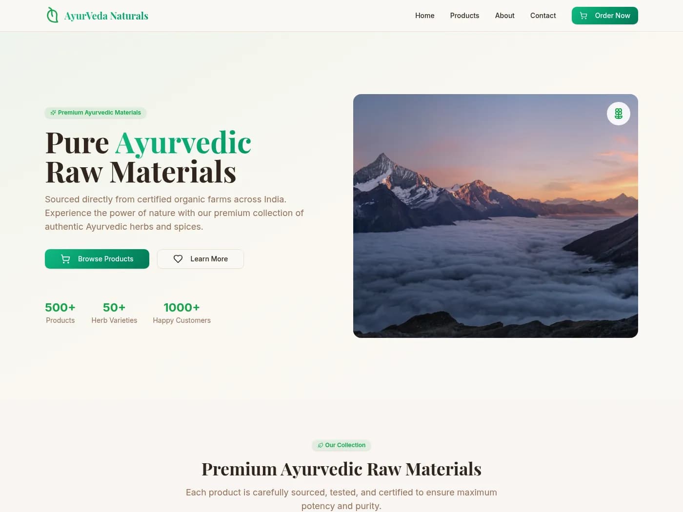 Ayurvedic Raw Material Website