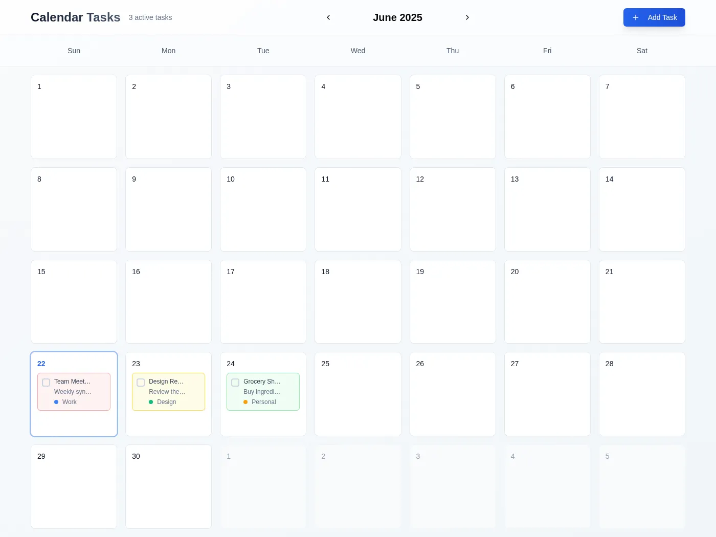 Calendar Task Manager