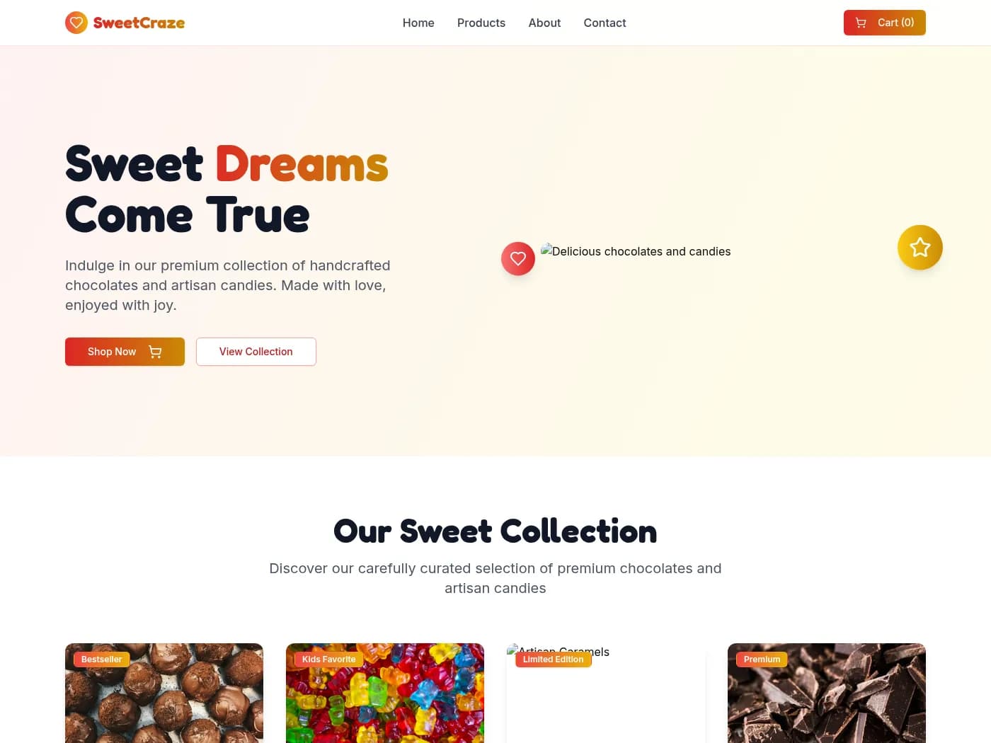 Candy Chocolate Brand Website