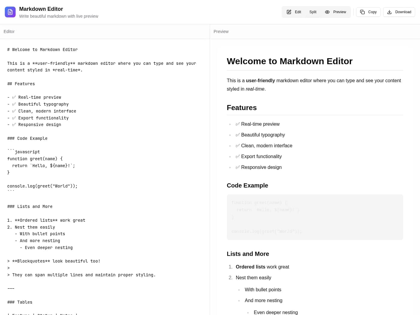 User Friendly Markdown Text Editor