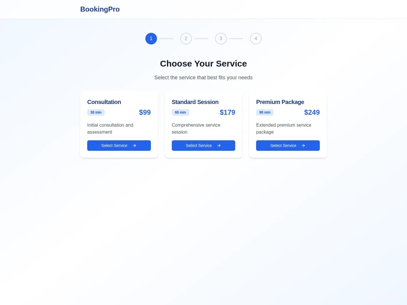 Booking Website with Availability Picker