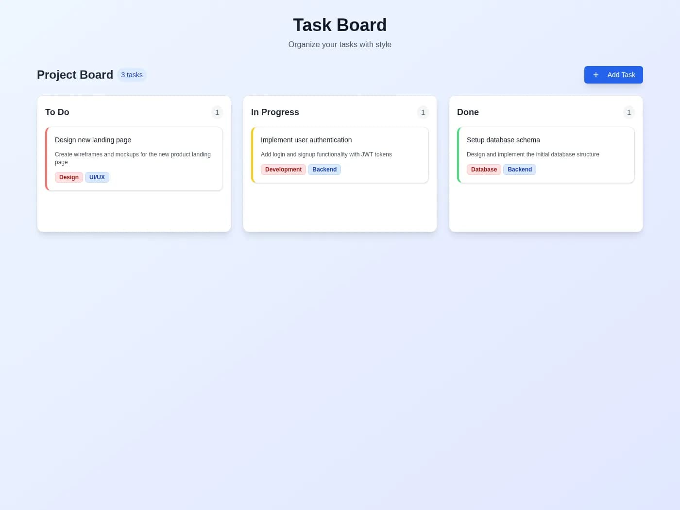 Trello-style Task Board