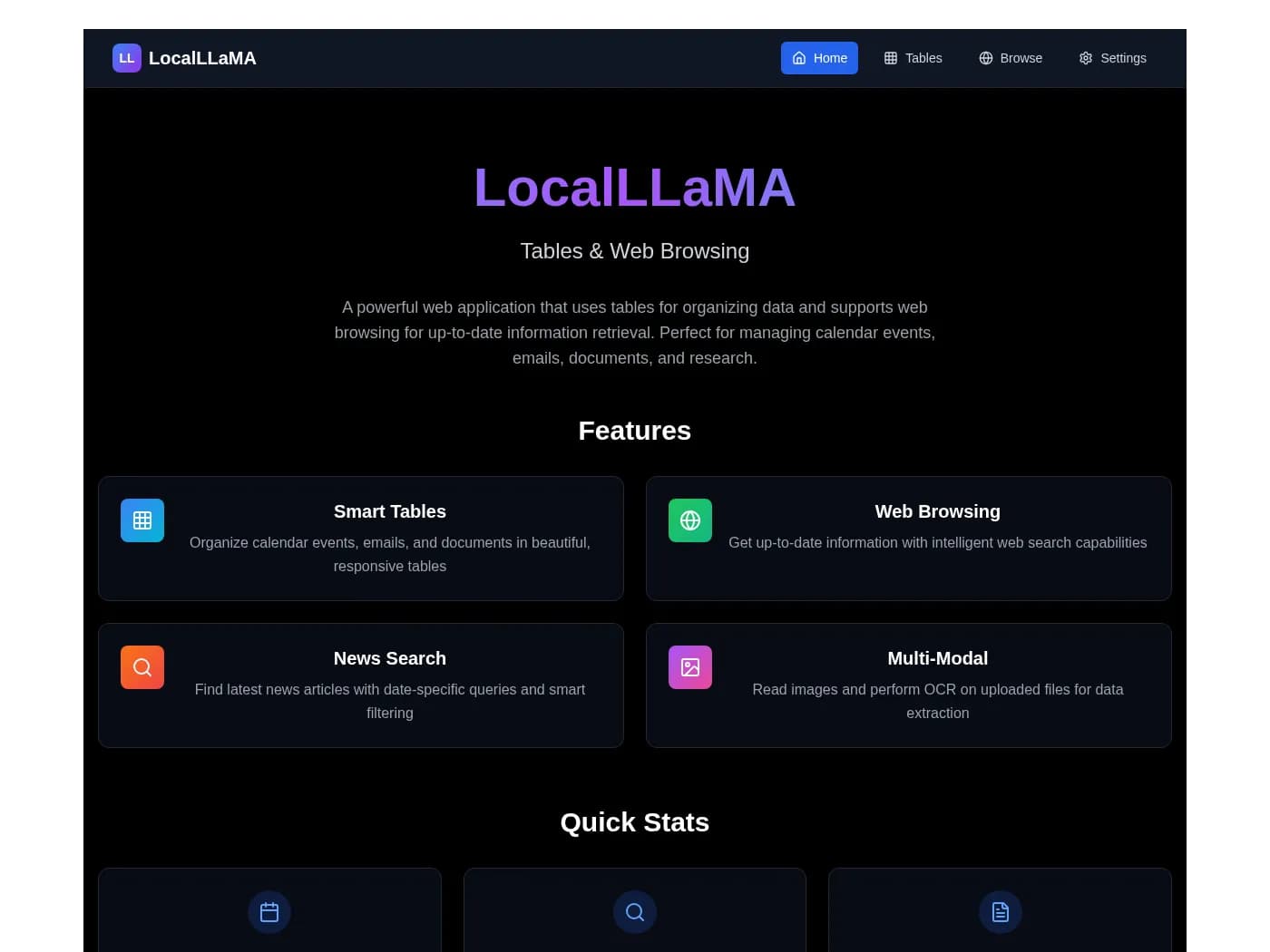 LocalLLaMA Tables and Web Browsing