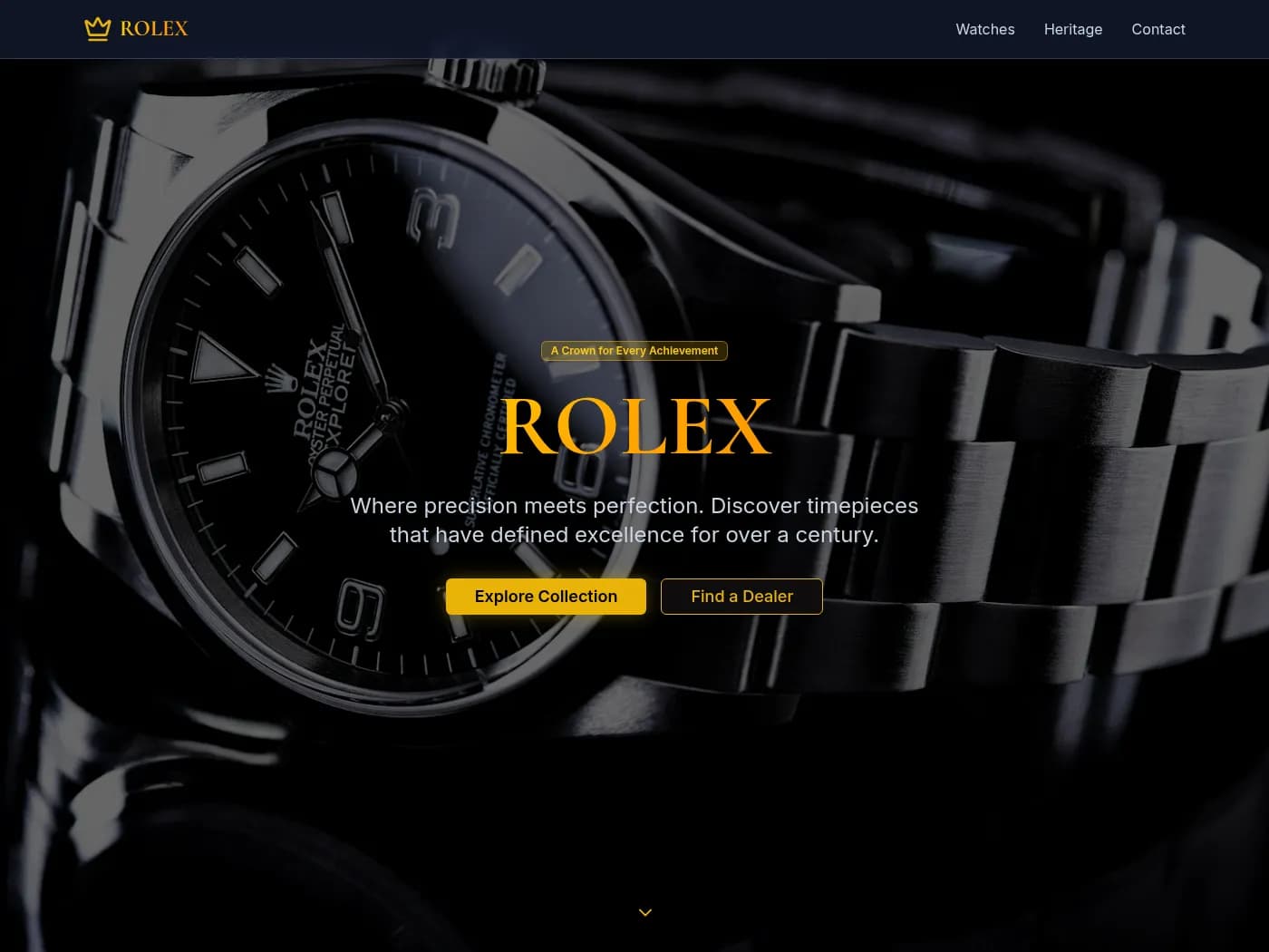 Rolex Product Showcase Landing Page