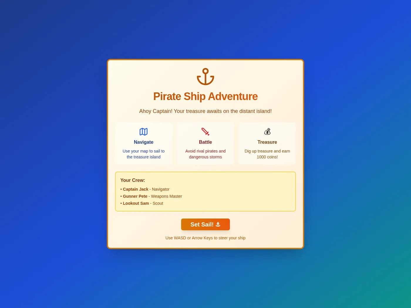 Pirate Ship Adventure Game