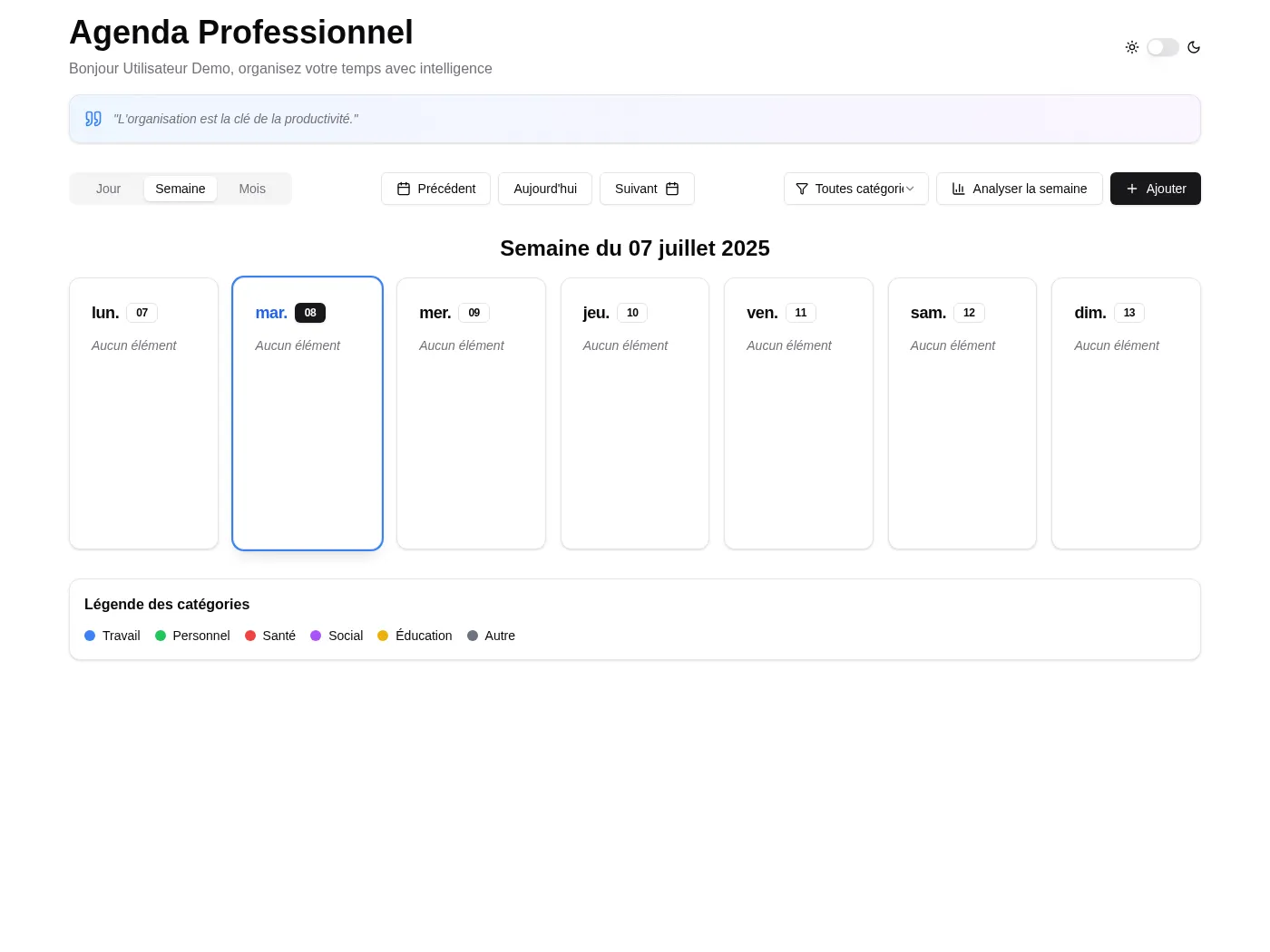 Professional Weekly Agenda Planner