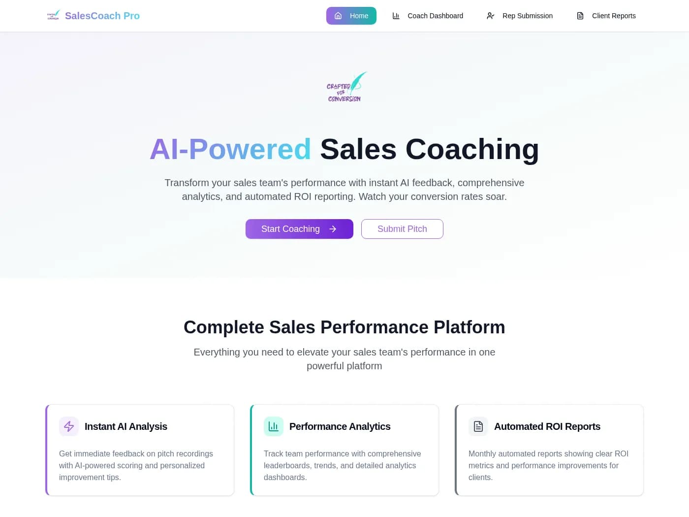 Sales Rep Performance & AI Coaching Platform