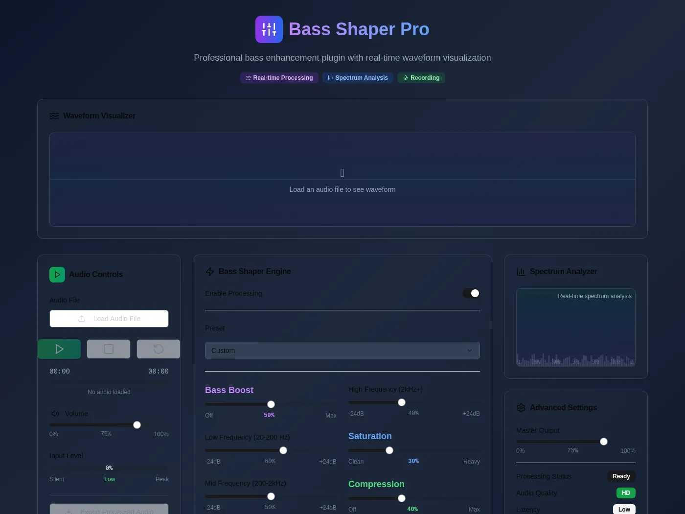 Bass Shaper Pro - DAW Plugin & Standalone Audio Processor