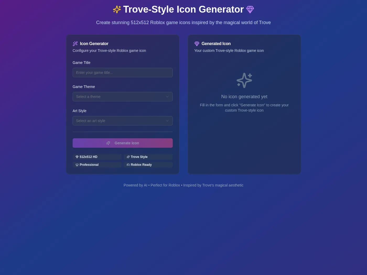 Trove-Style Roblox Game Icon Generator