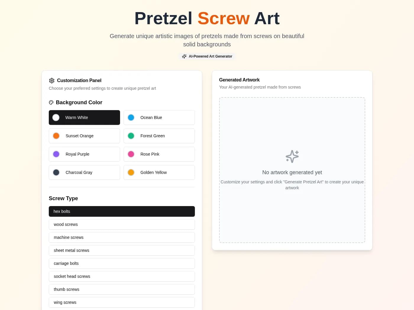 Pretzel from Screws Art Generator