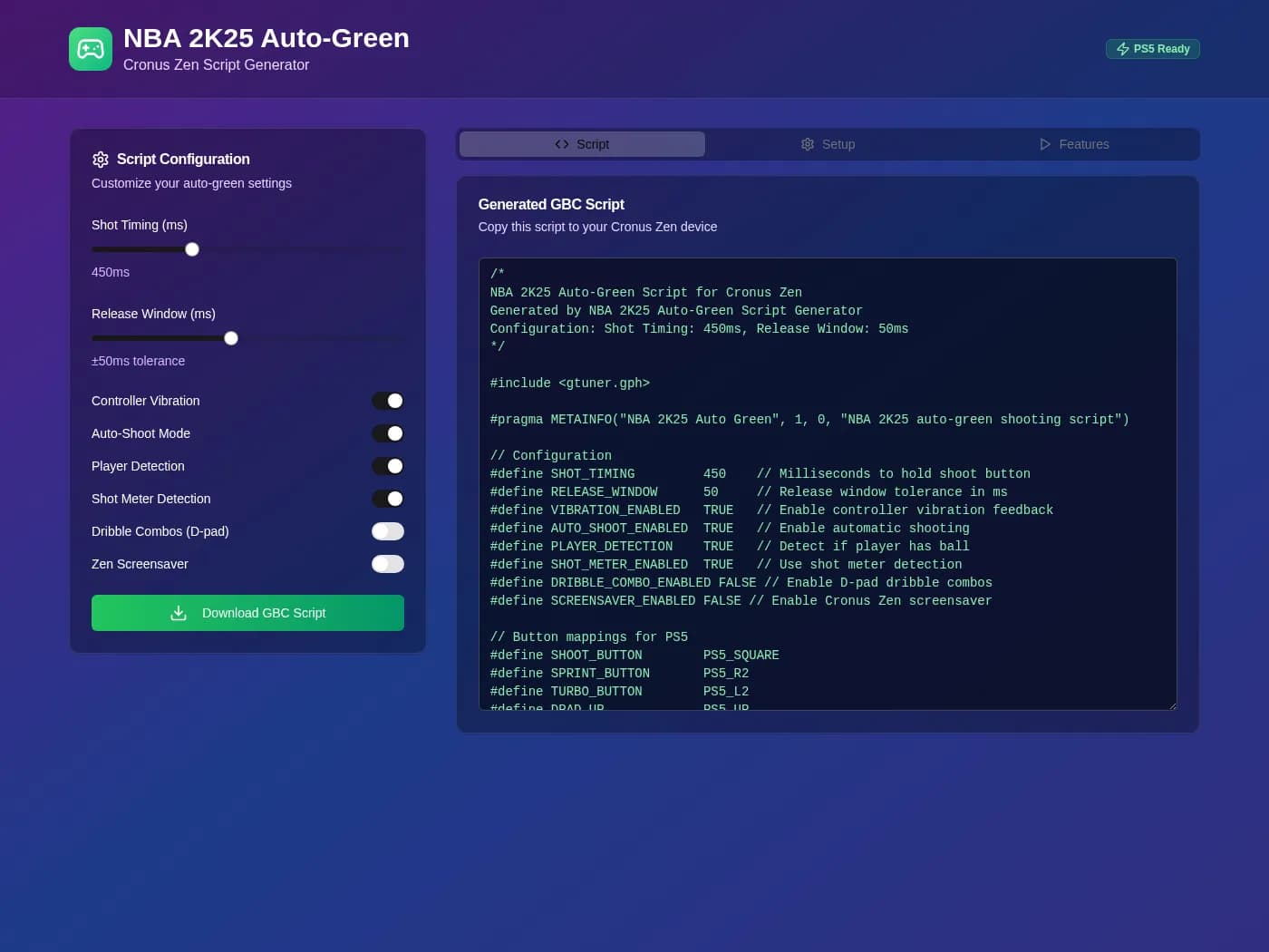 NBA 2K25 Auto Green Script for Cronus Zen