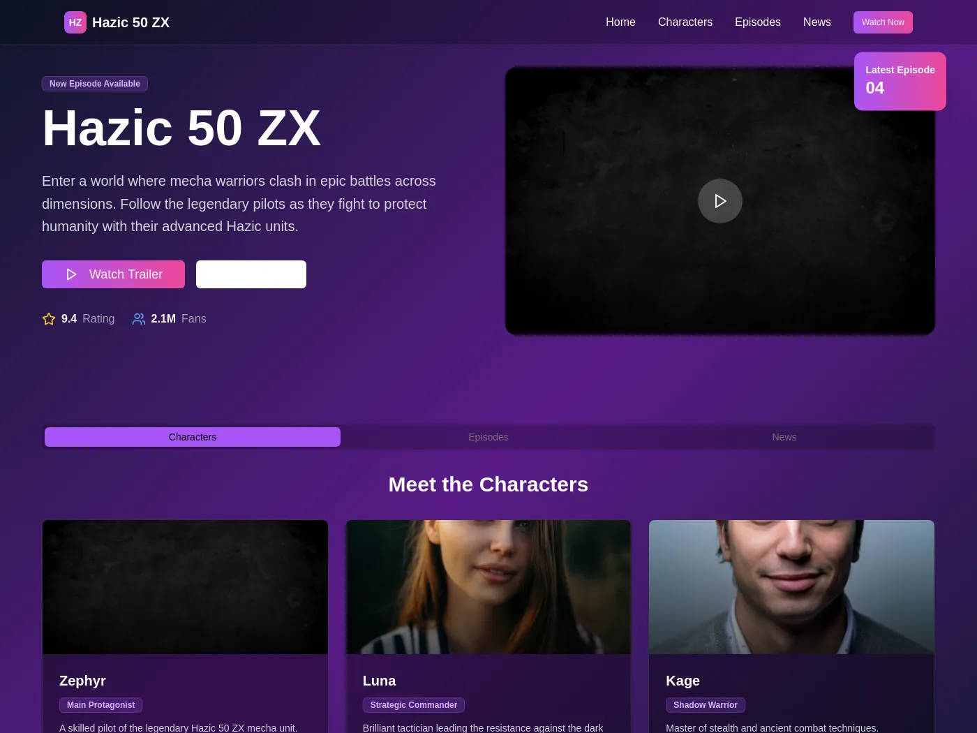 Hazic 50 ZX Anime Website