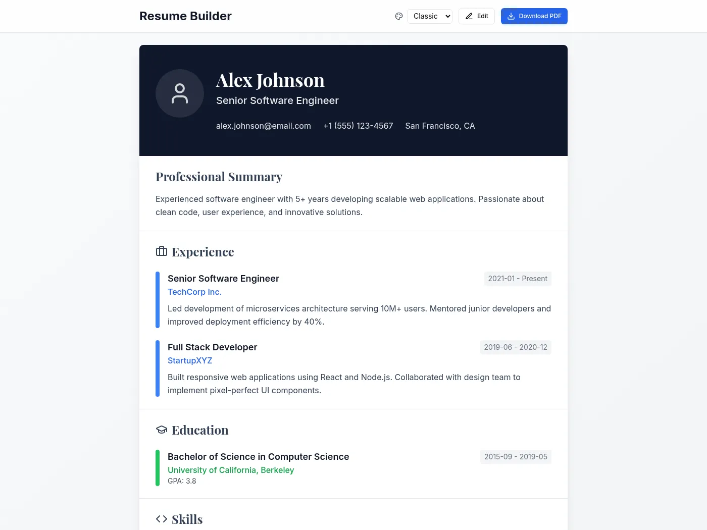 Resume Website Builder