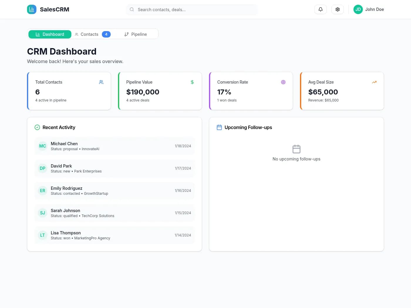 Simple CRM System