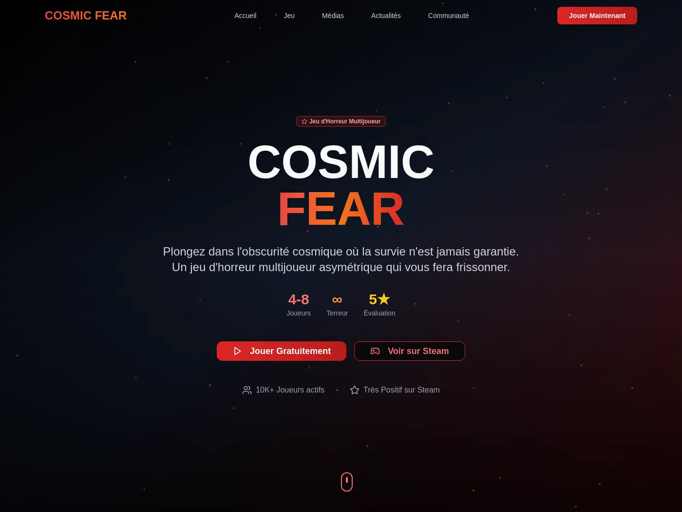 Cosmic Fear Game Website