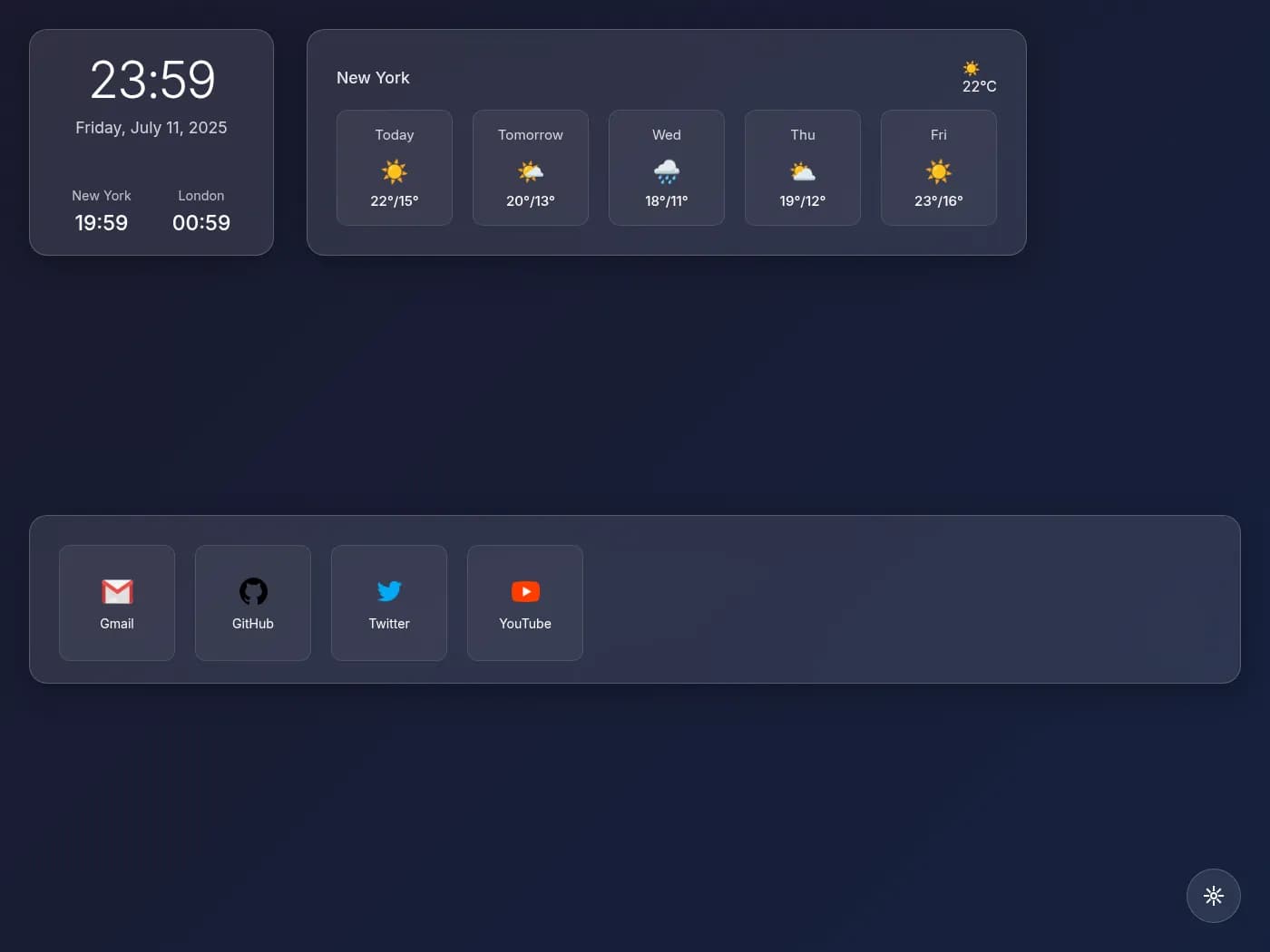 Personal Dashboard with Weather & Shortcuts