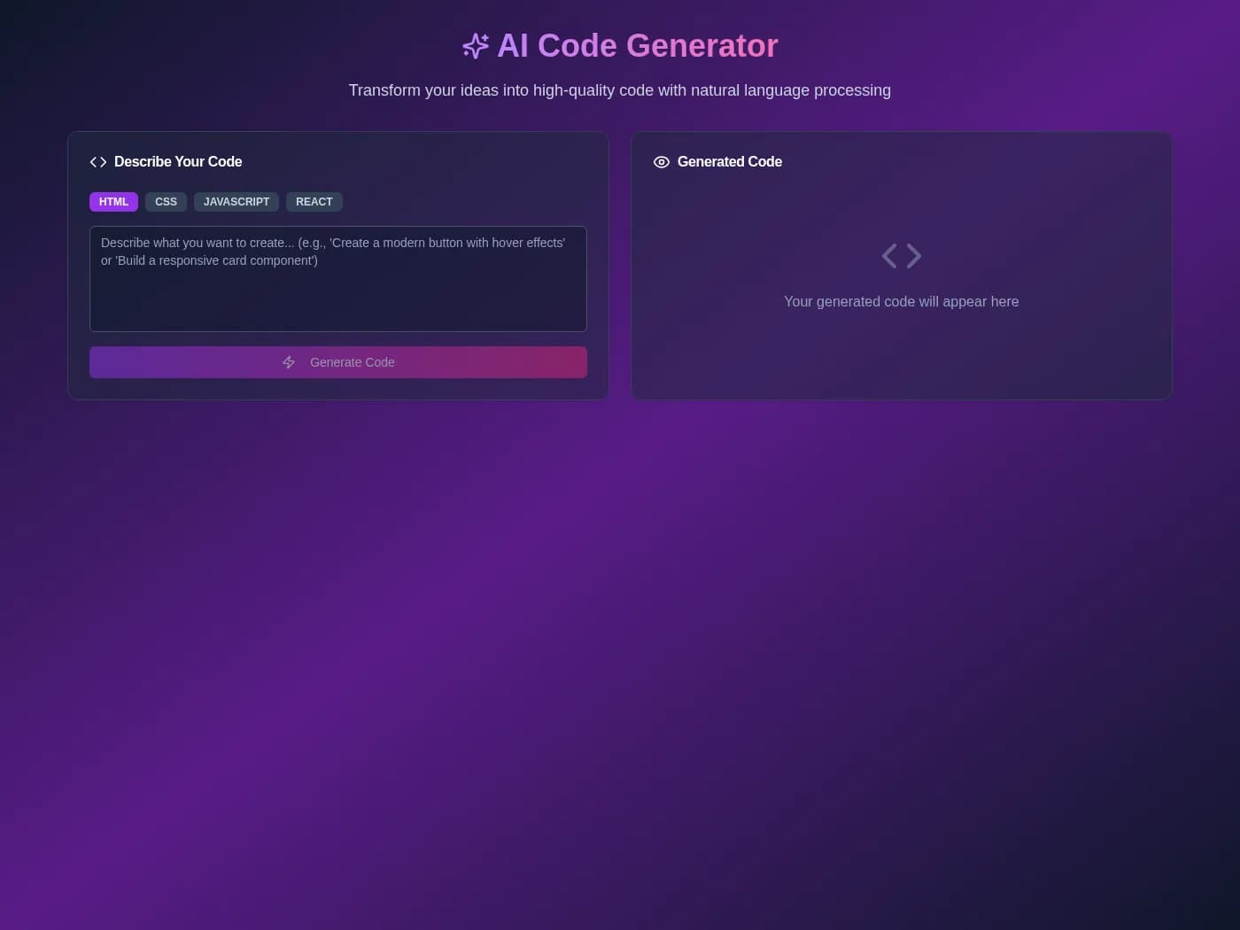 AI Code Generator with Live Preview
