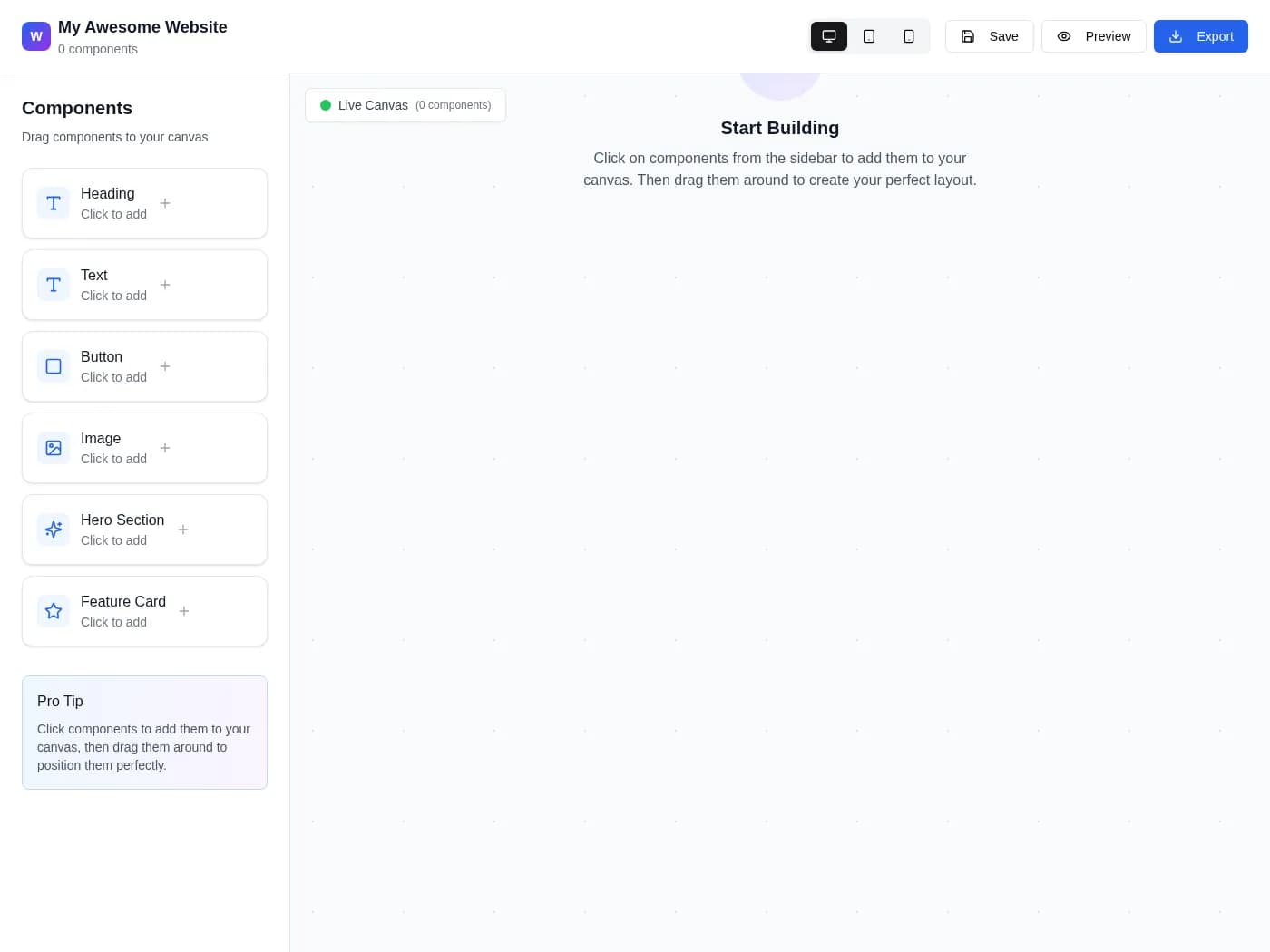 Drag and Drop Website Builder