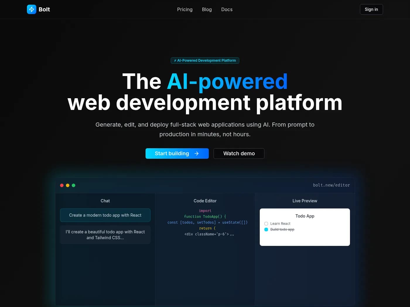 Bolt.new AI Web Development Platform