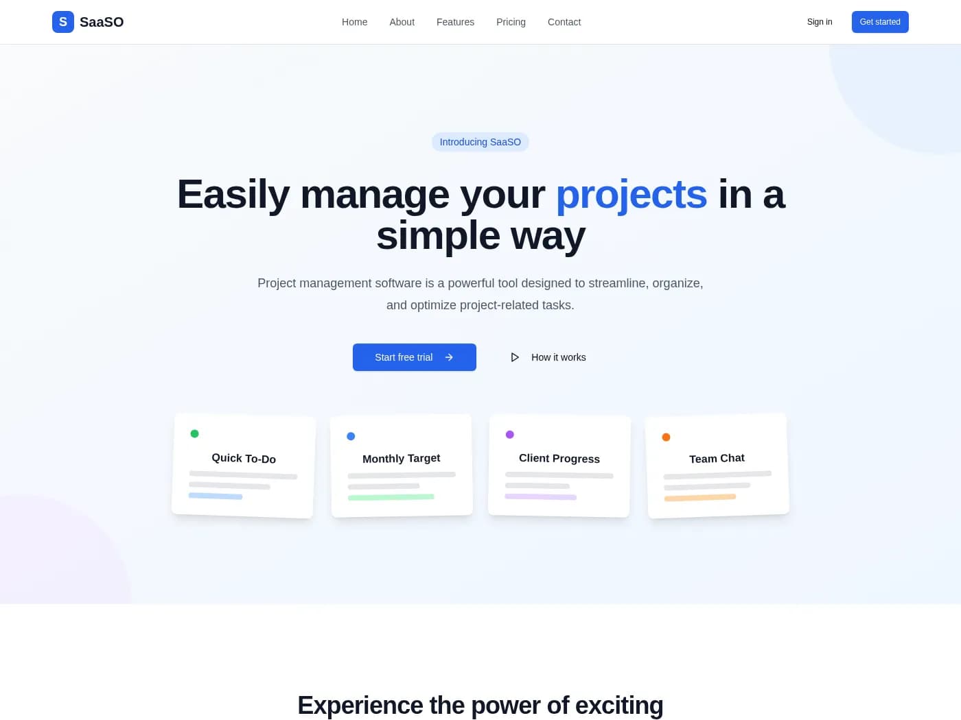 SaaSO - SaaS Landing Page