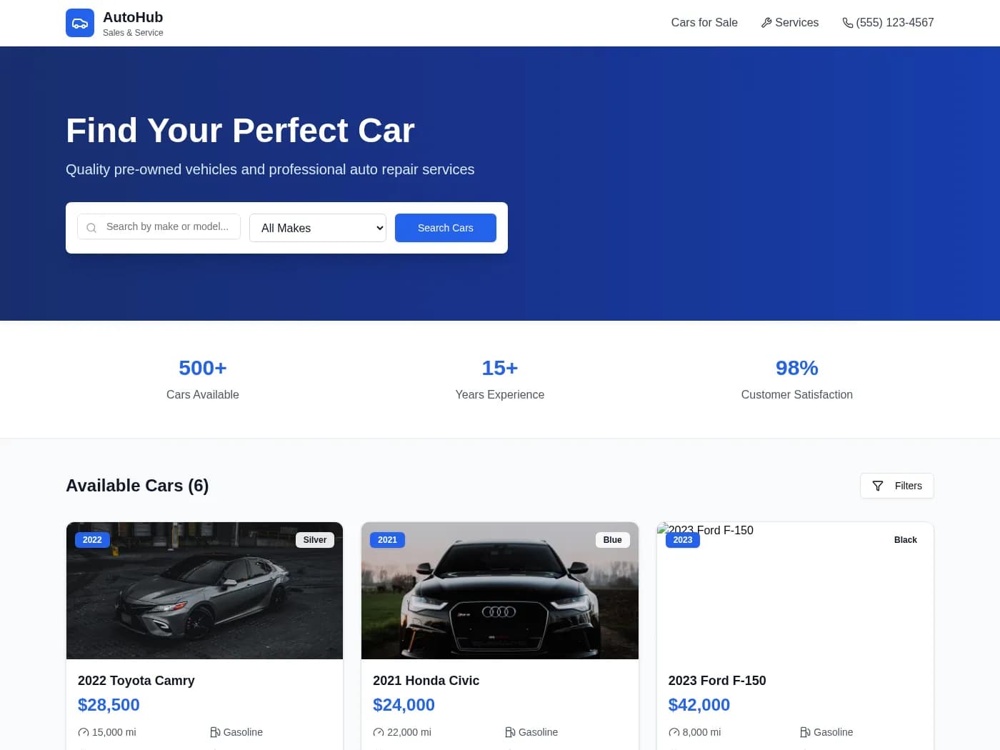 Local Car Sale and Repair Website