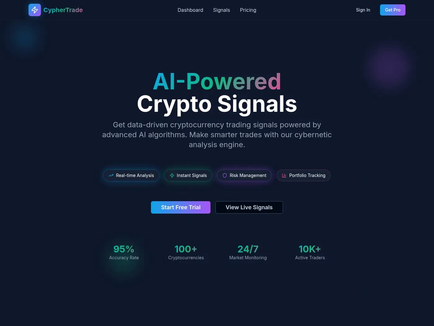 CypherTrade - AI-Powered Crypto Signal Web App