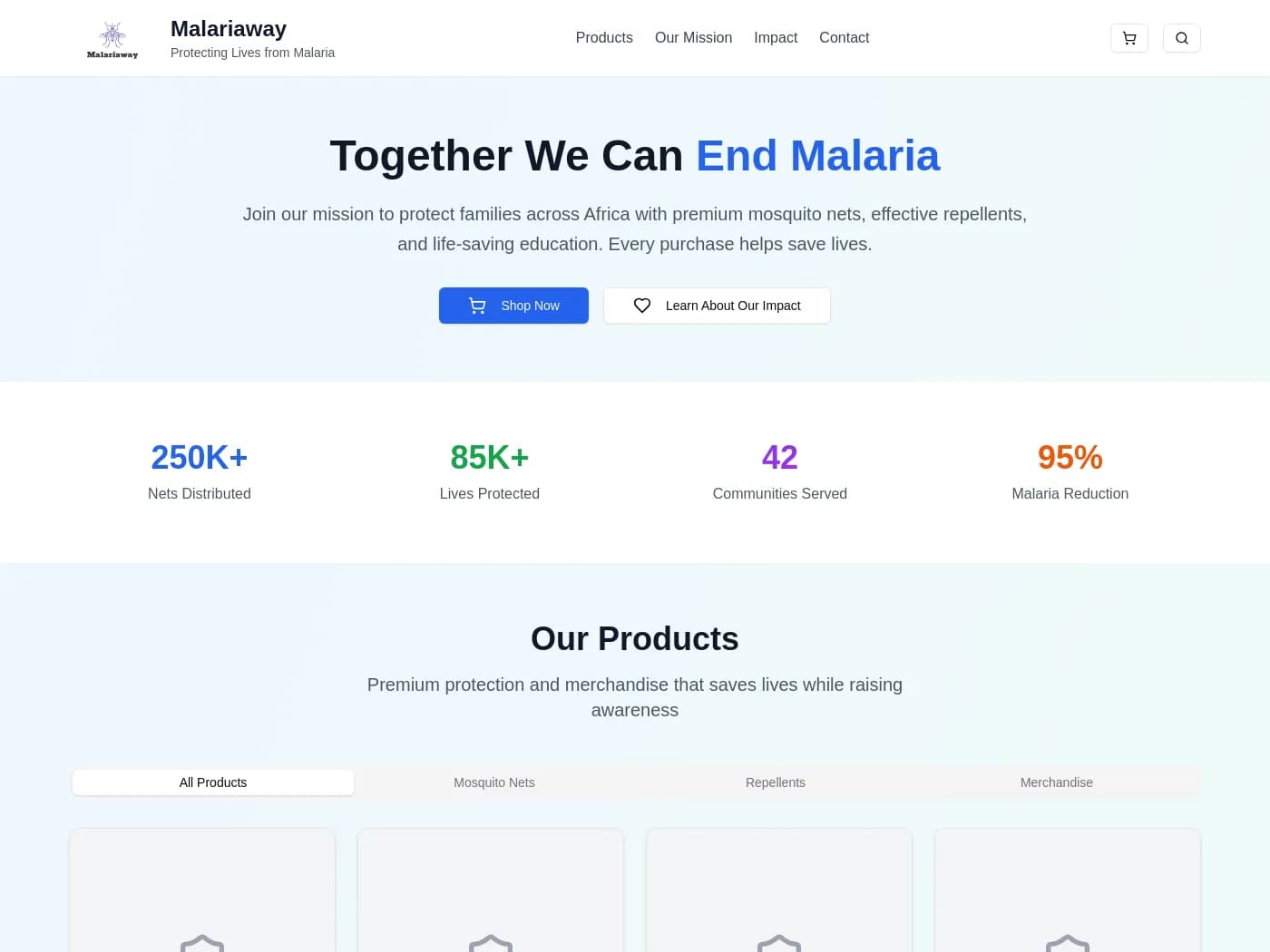 Malariaway - Mosquito Nets & Merch Website