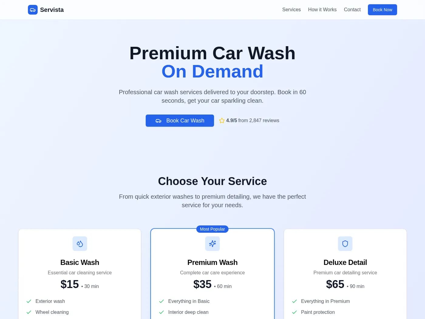 Servista Car Wash On Demand