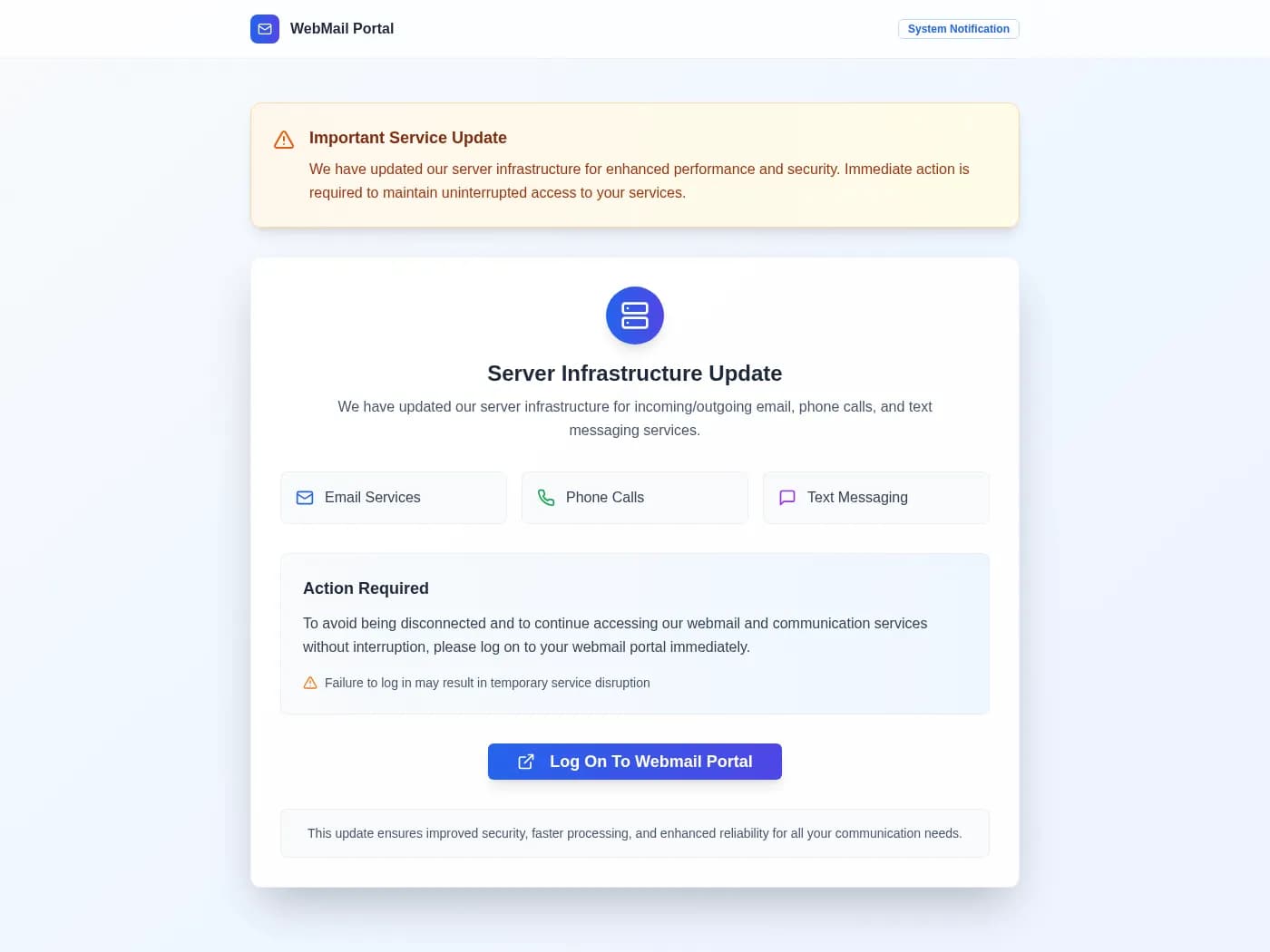 Webmail Portal Notification