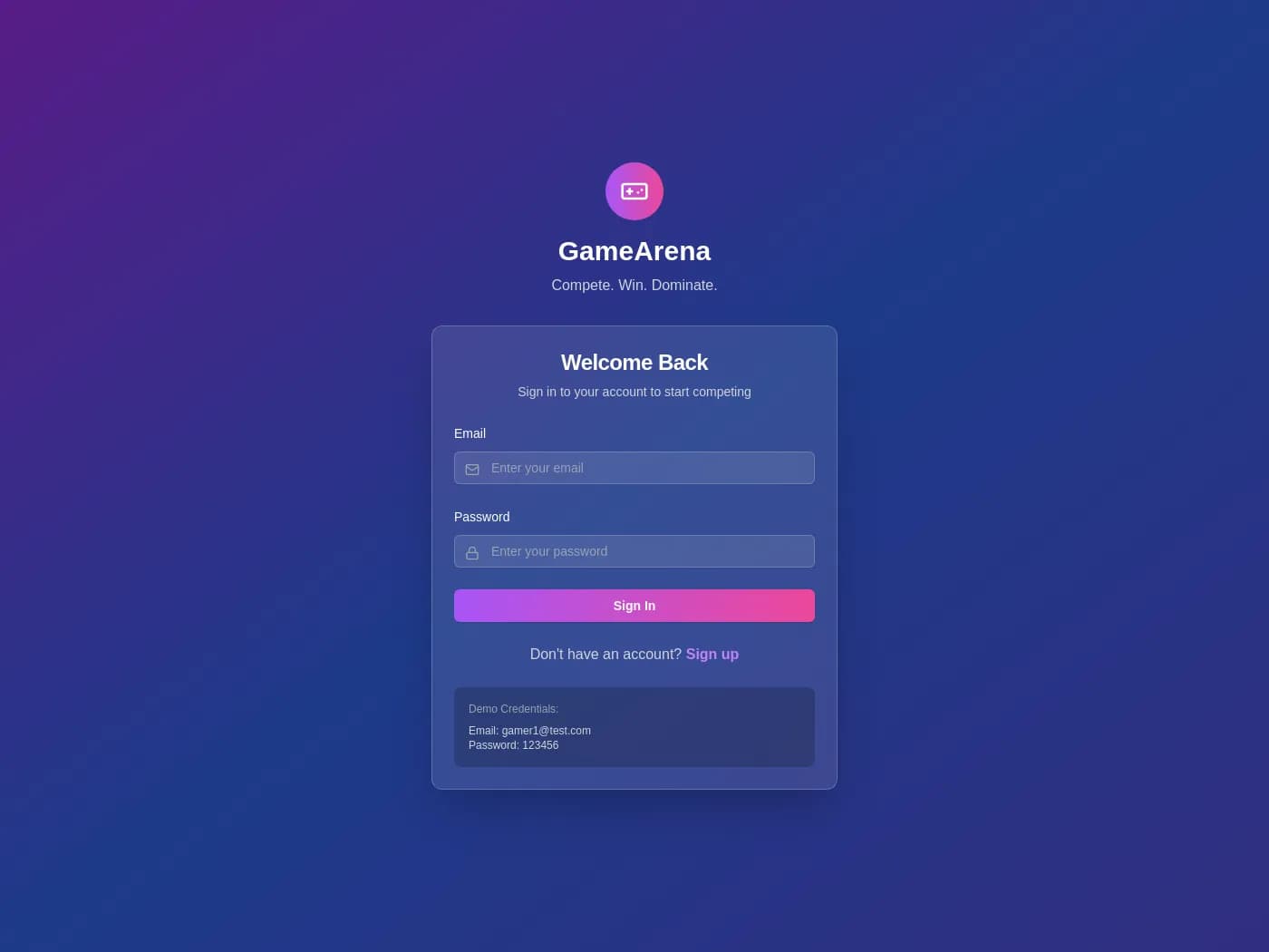 Two-Player Competitive Gaming Platform