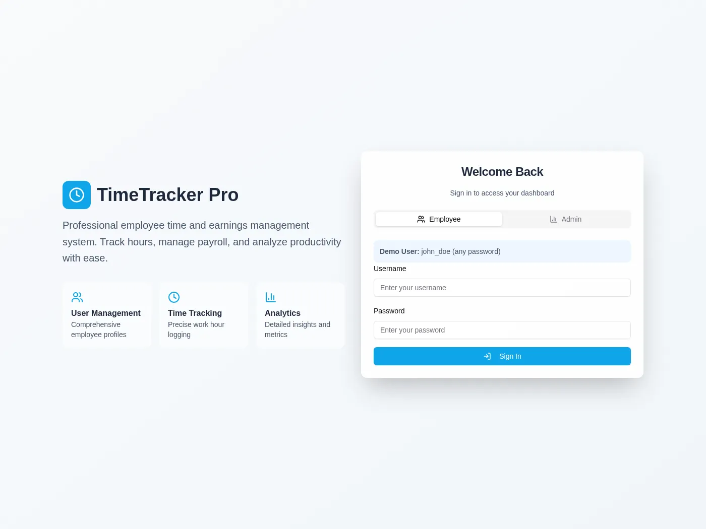 Employee Time and Earnings Manager