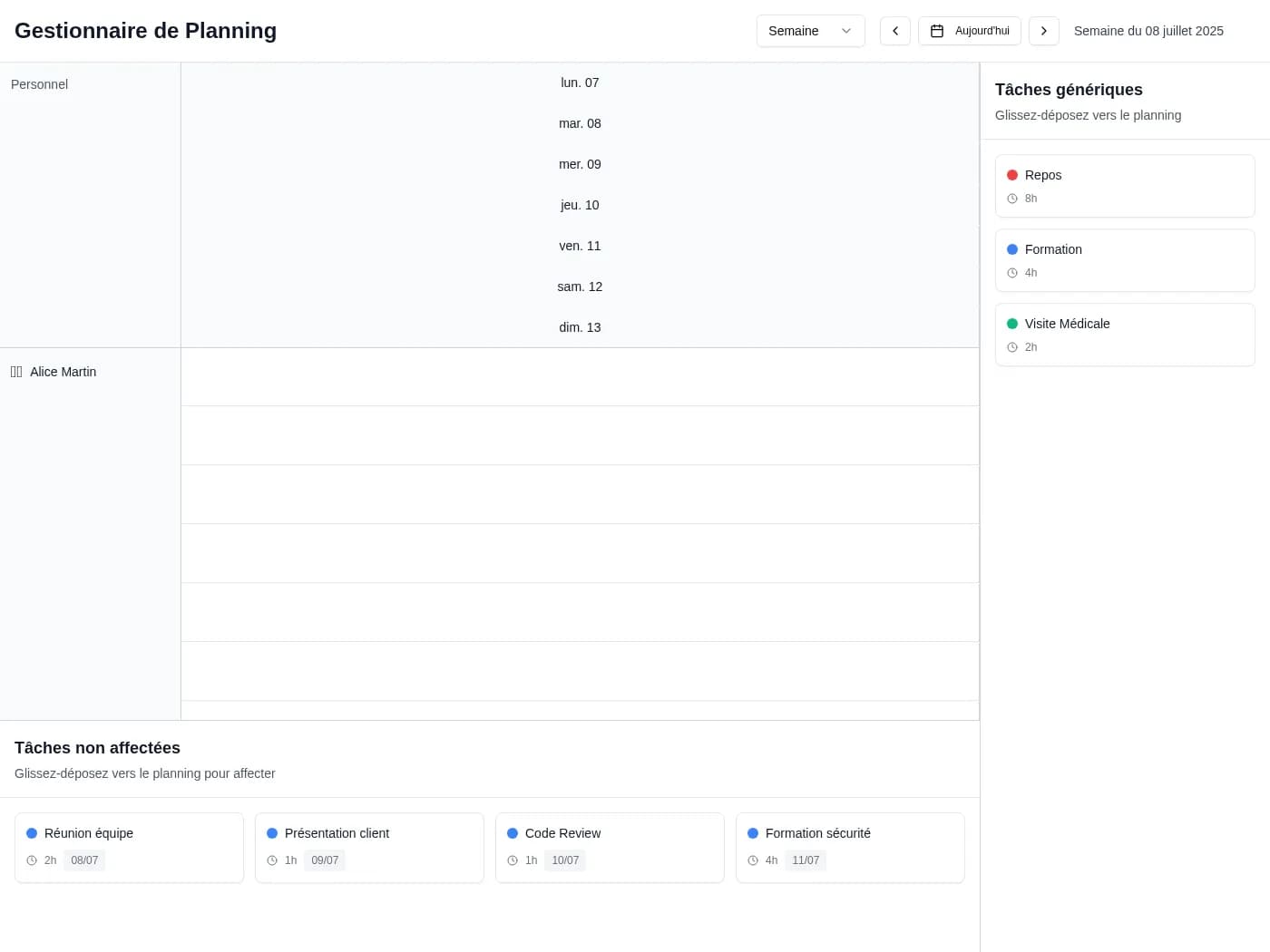Team Schedule Management Dashboard